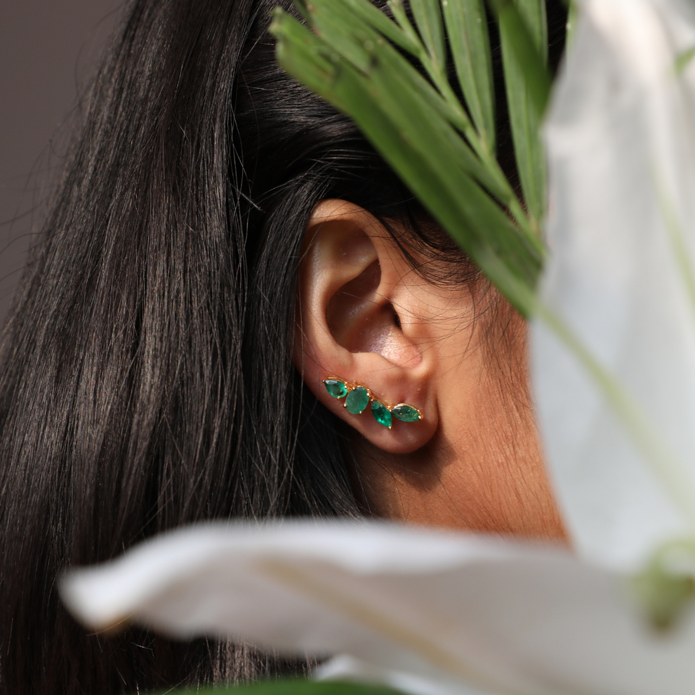 Zambian Emerald Ear Sliders – Prakshi Fine Jewelry